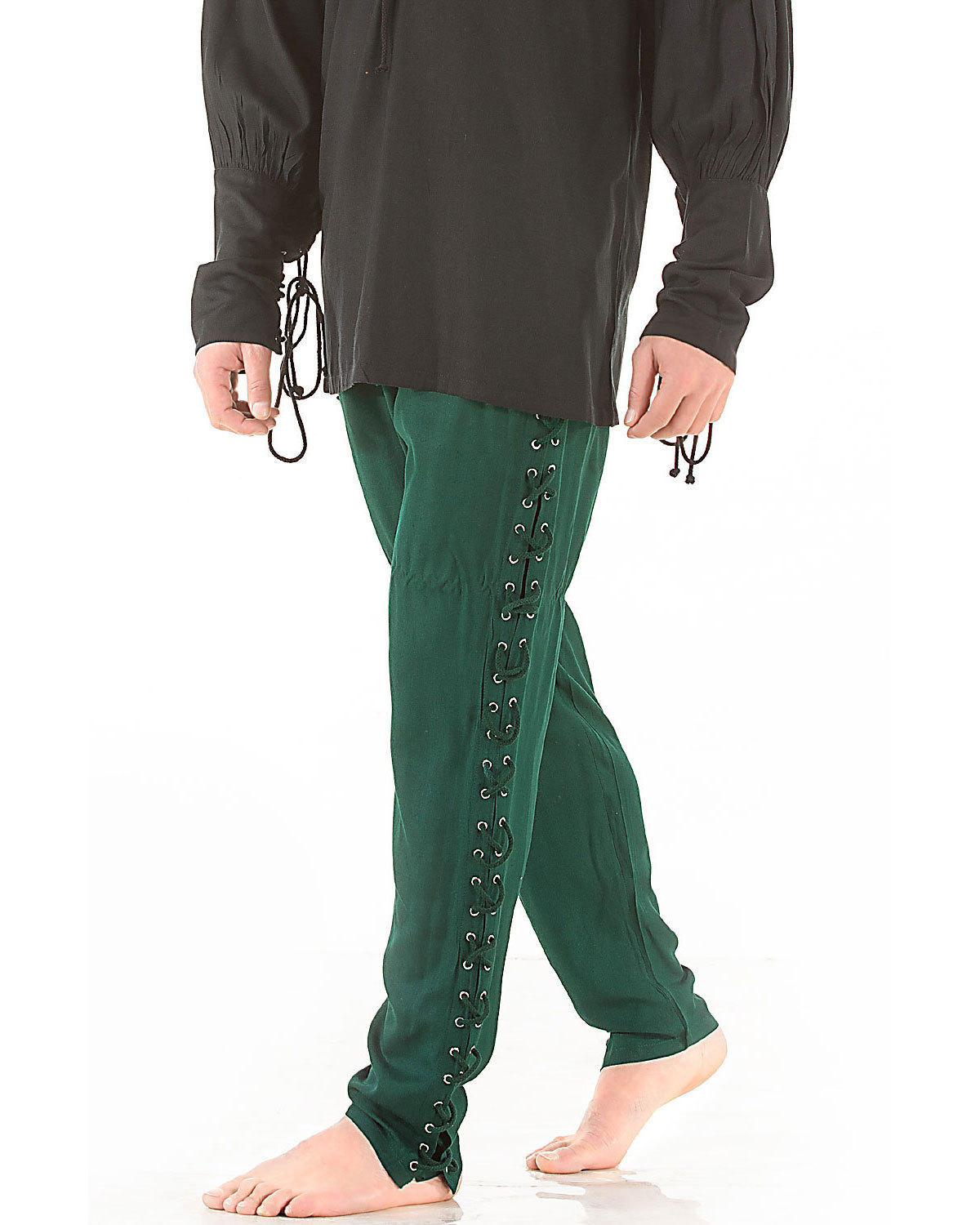 Lace Up Pants Medieval Renaissance Pirate S/M-XXL Rayon Brown Red Green ...