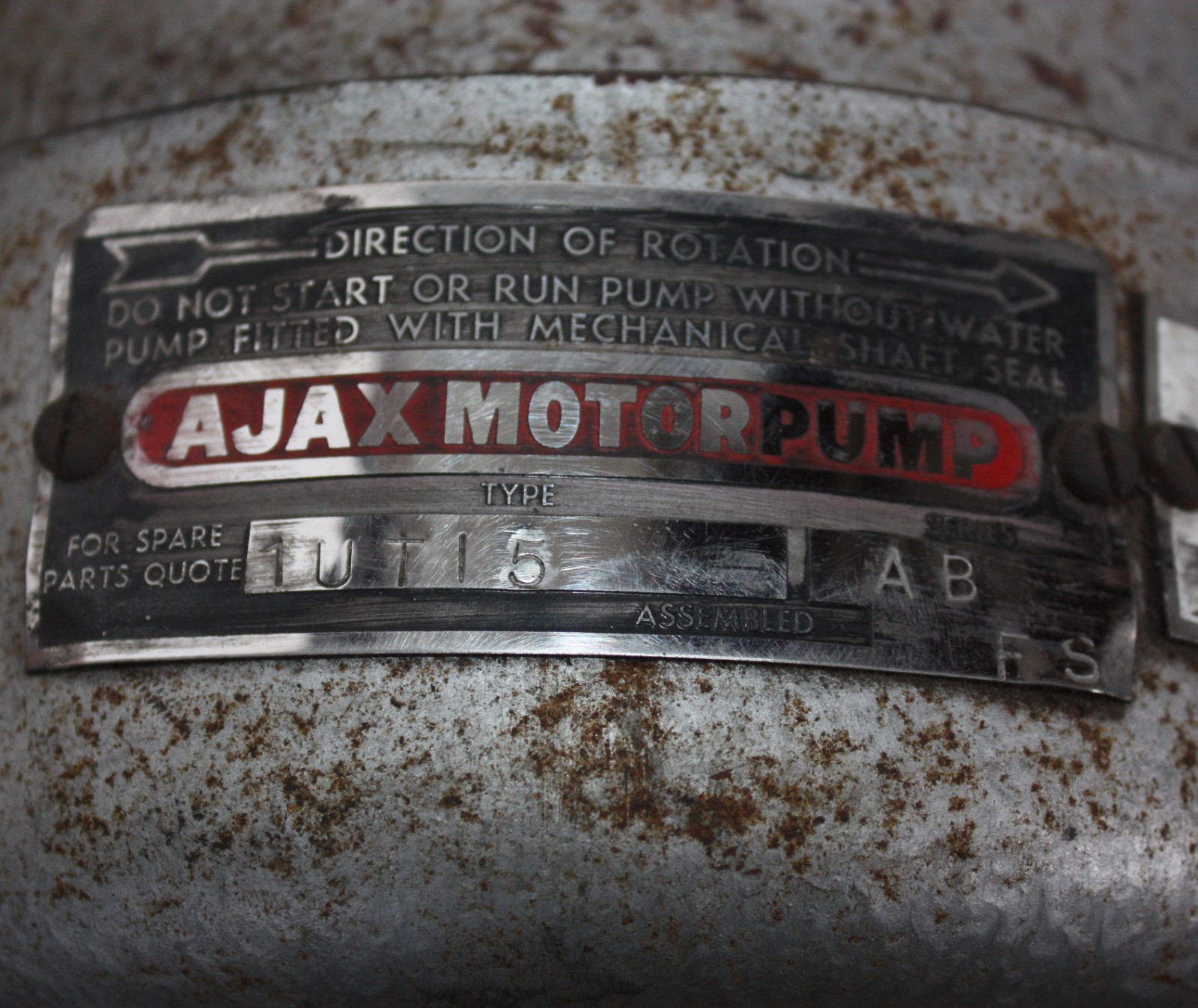 AJAX MOTOR PUMP 1.5HP Centrifugal 1"x1.5" Type 1UT15 Series AB 'Bronze ...