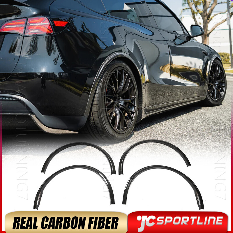 For Tesla Model Y 2020-23 Dry Carbon Fiber Wheel Arch Fender Flares ...