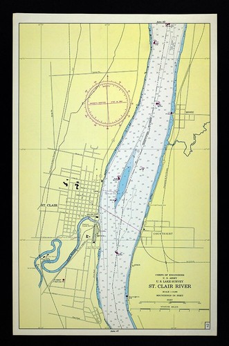1965 USACE Map St Clair River Michigan MI Courtright Moore Ontario ...
