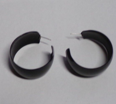 Vintage Wide Black Metal Hoops Pierced Earrings | eBay