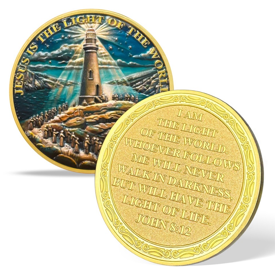 Religious Challenge Coin | Jesus Is The Light of The World | Faith ...
