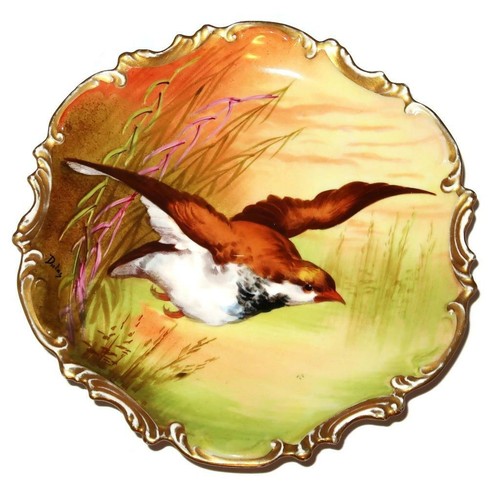 Antique Coronet Limoges Signed Dulay BIRD FLYING Hand Painted Plate, 10 ...