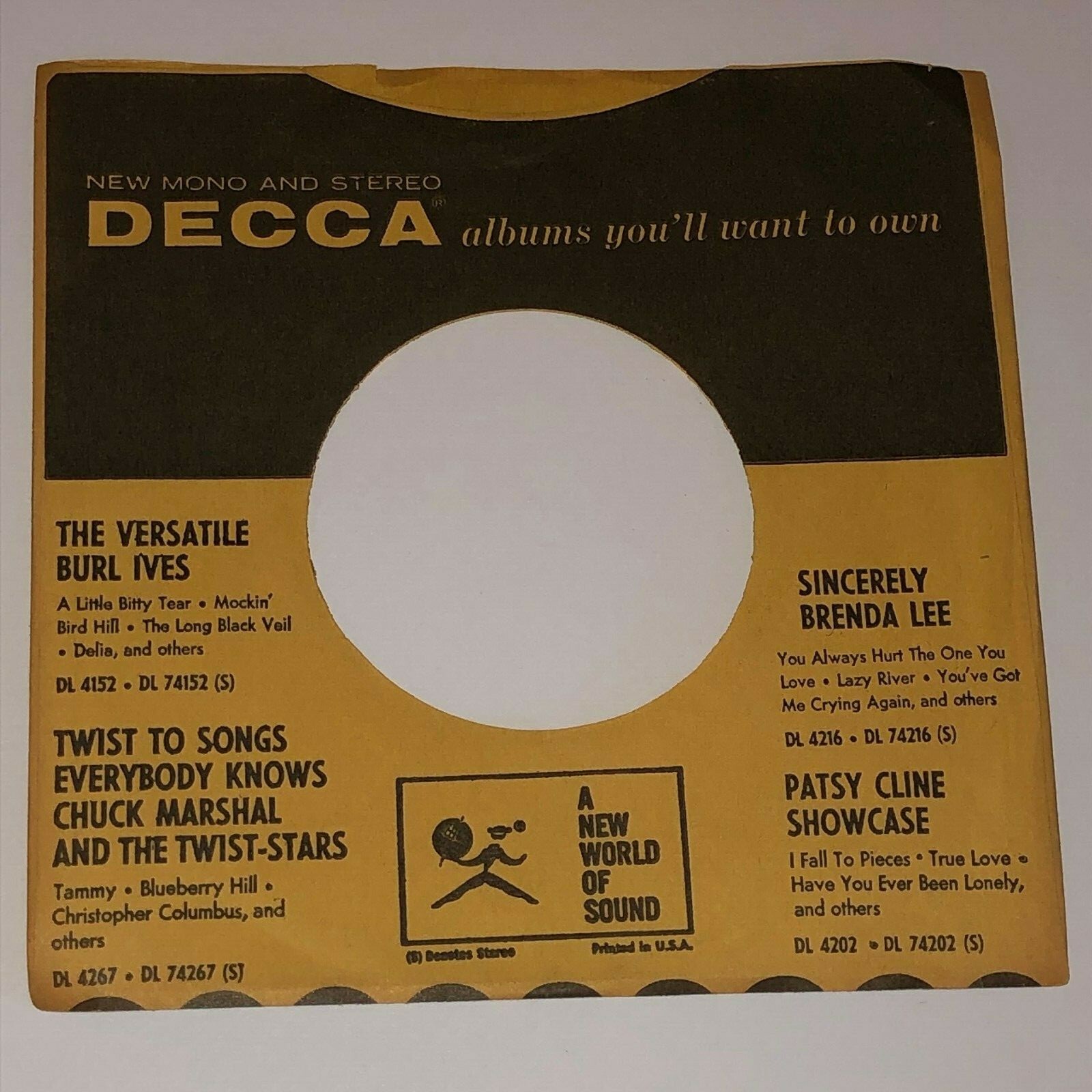 Decca Records 45 rpm Record Sleeve Only 7" Vintage Paper New World Of ...