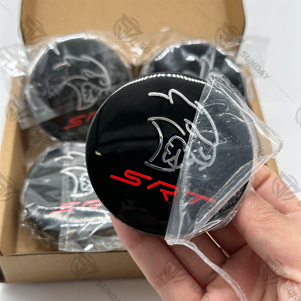 4X Gloss Black Hellcat SRT Wheel Center Caps Rim Center Covers For SRT ...