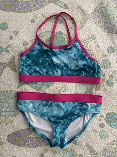 Lands’ End Girls Size 14 Two Piece Blue & Pink Swimsuit | eBay
