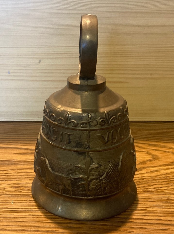 Large 6 1/2" heavy brass church monastery bell with clapper Vocum Meam ...