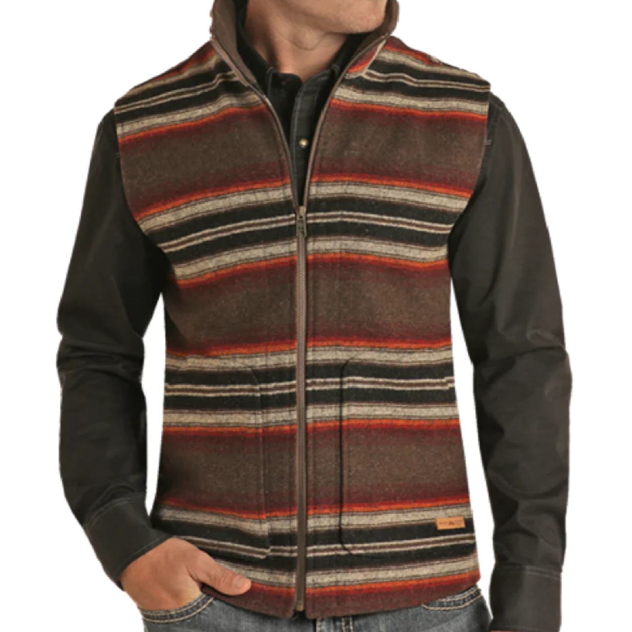 Powder River Panhandle Men's Serape Wool Brown Vest DM98C01468 | eBay
