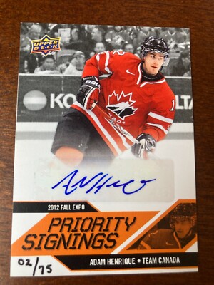 2012 Upper Deck Priority Signing Auto Adam Henrique /75 Autograph | eBay