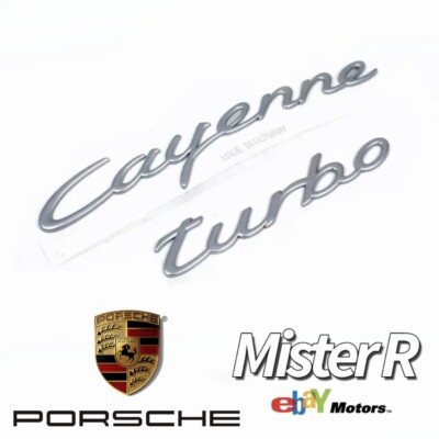 Porsche 955 ‚Ä¢ Cayenne Turbo Emblem Set ‚Ä¢ Satin Aluminum ‚Ä¢ 9PA ‚Ä ...
