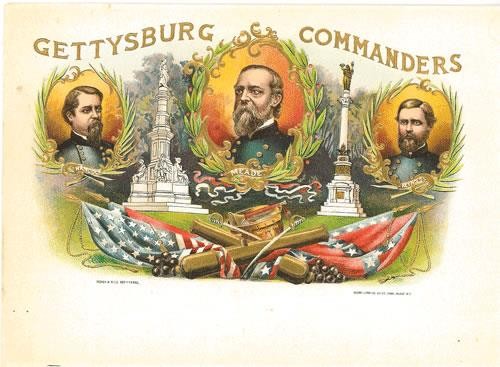 Gettysburg Commanders HAncock Meade Reynolds Globe Litho cigar box ...
