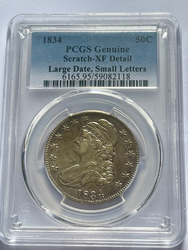 1834 Capped Bust Half Dollar Large Date Small Letters(PCGS XF Details ...