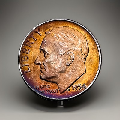 💎🌈 DEEP TONE CHOICE GEM ++ 1954 Roosevelt Dime with Monster Luster ...