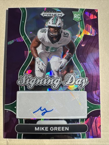 2025 Panini Draft Picks Mike Green Signing Day Purple Cracked Ice Auto ...
