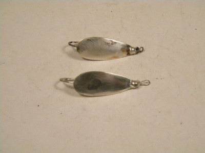 2 Vintage Johnson Silver Minnow Weedless Fly Size fishing spoon ...