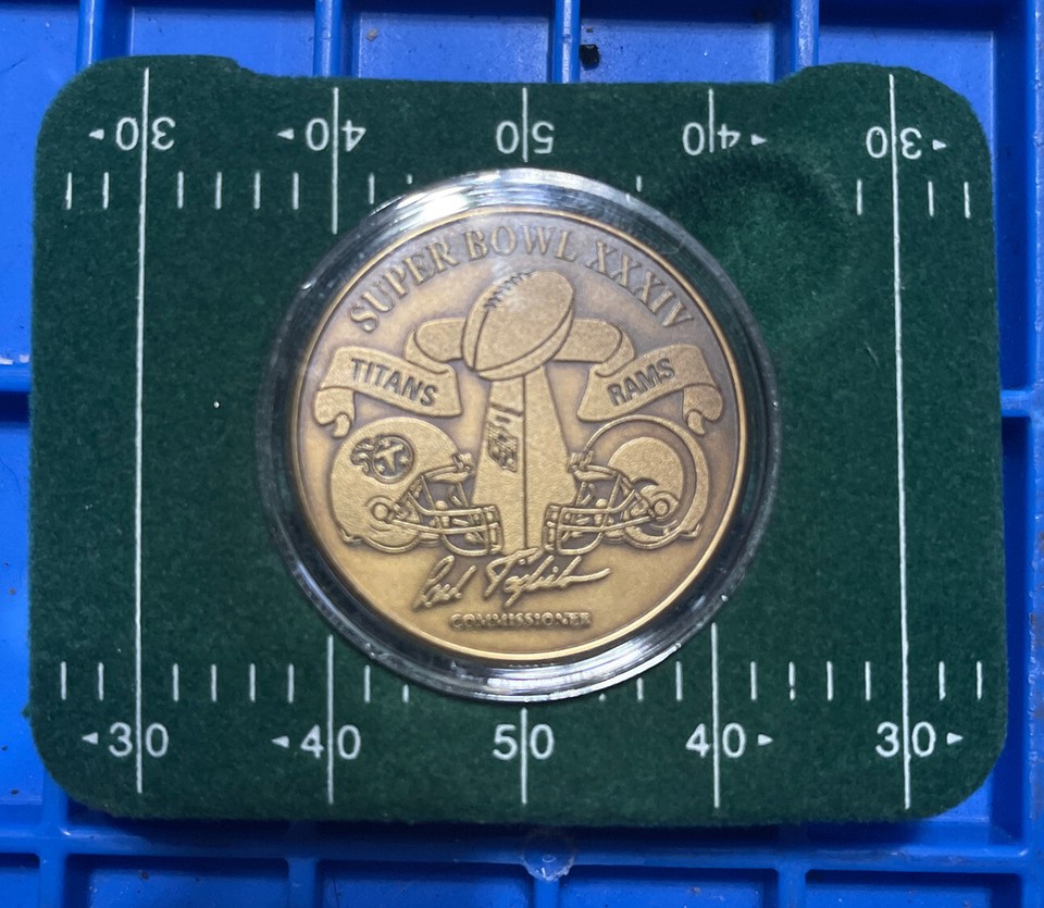 Super Bowl XXXIV 34 2000 Georgia Dome Bronze Coin Rams Vs Titans ...
