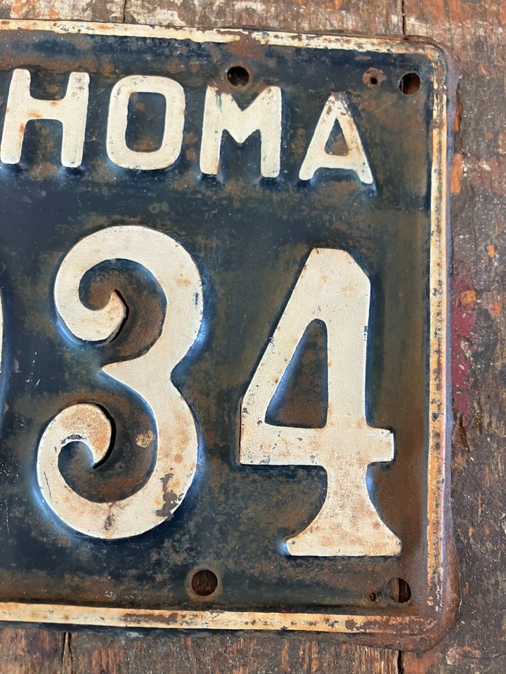 1949 OKLAHOMA LICENSE PLATE 14-3934 ORIGINAL PAINT AUTO MEMORABILIA | eBay