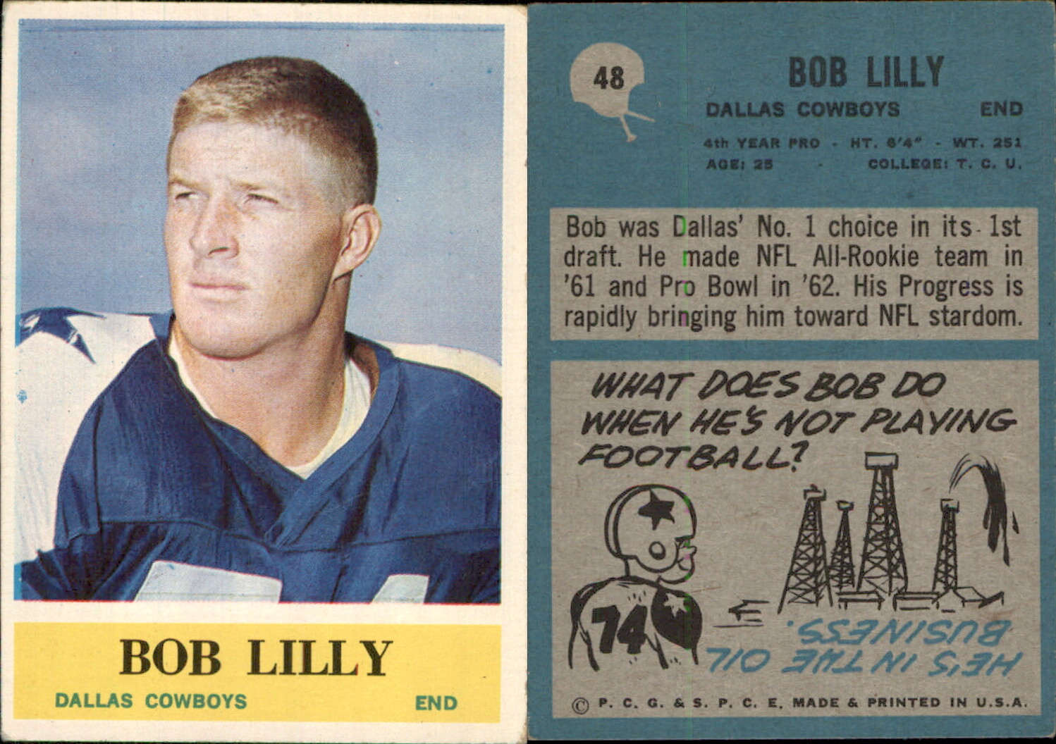 Bob Lilly 1964 Philadelphia #48 Card Dallas Cowboys FREE SHIP ...