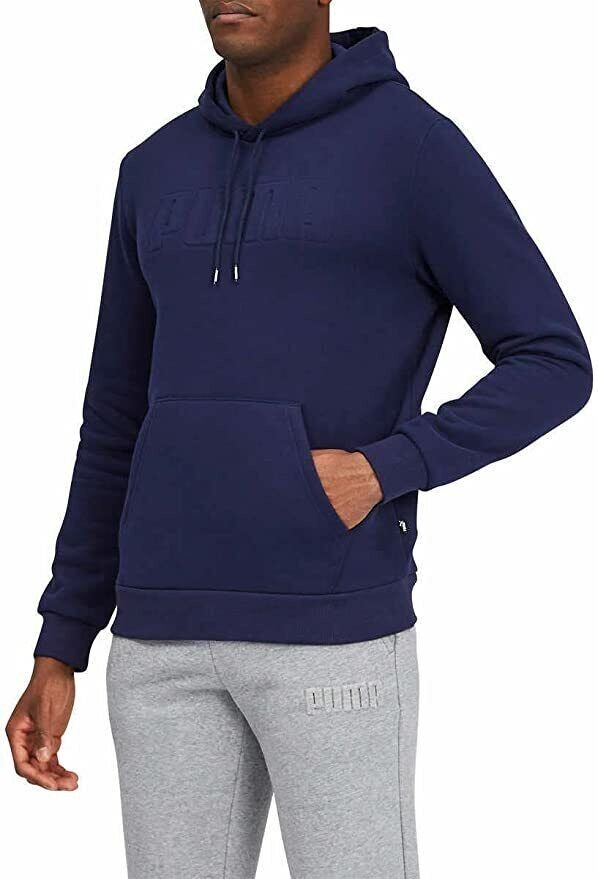 PUMA Men's Embossed Logo Classic Fleece Hoodie Sweatshirt Pullover BLUE ...
