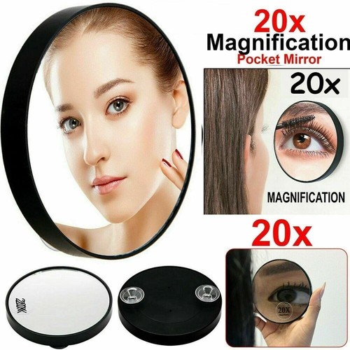 Round Shape 20x Magnifying Mirror With Two Suction Cups Cosmetics ...