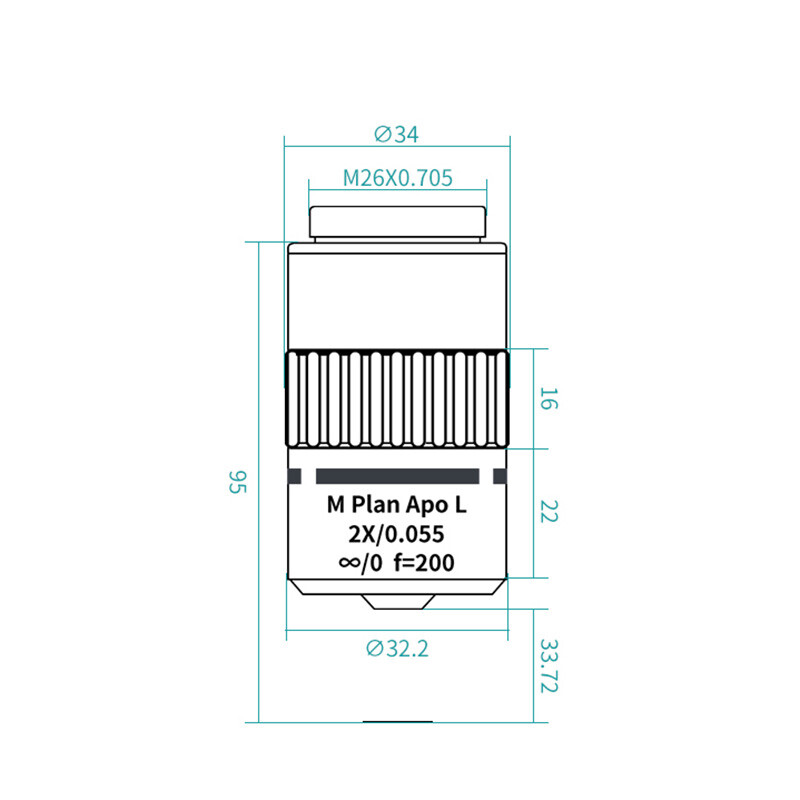 1PC M26 95mm Visible LWD M Plan APO Objective Lens for Metallurgical ...