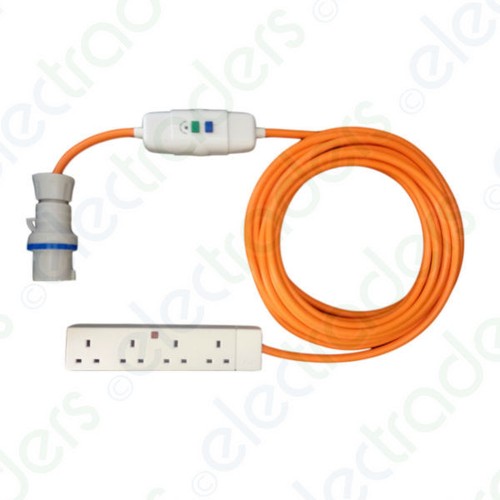 25m Orange Caravan Hook Up / Extension lead 2.5mm 16A Plug, RCD & 4G ...