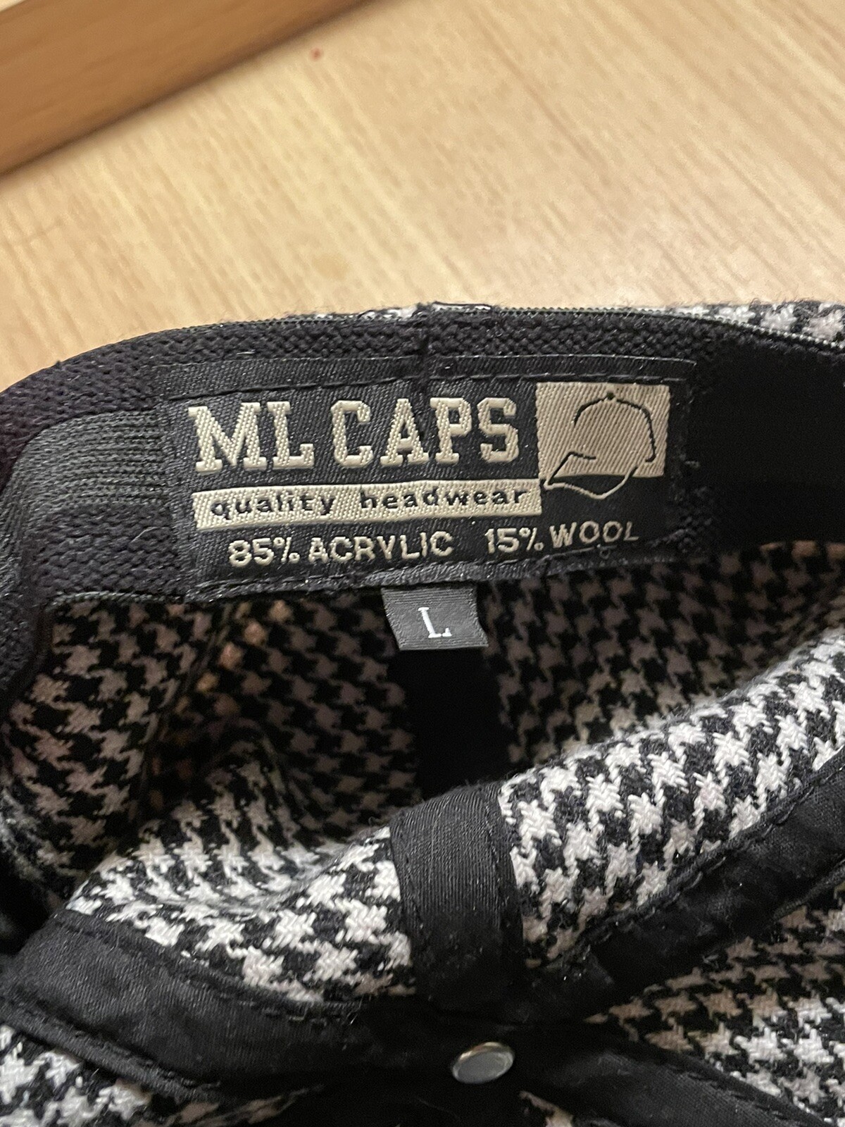 ML Caps Vintage Black and White Checkered Hat Size L - Gem