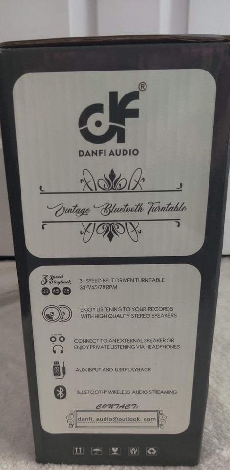 Danfi Audio Built In Speakers 3 Speeds Bluetooth Turntable, FM Radio ...