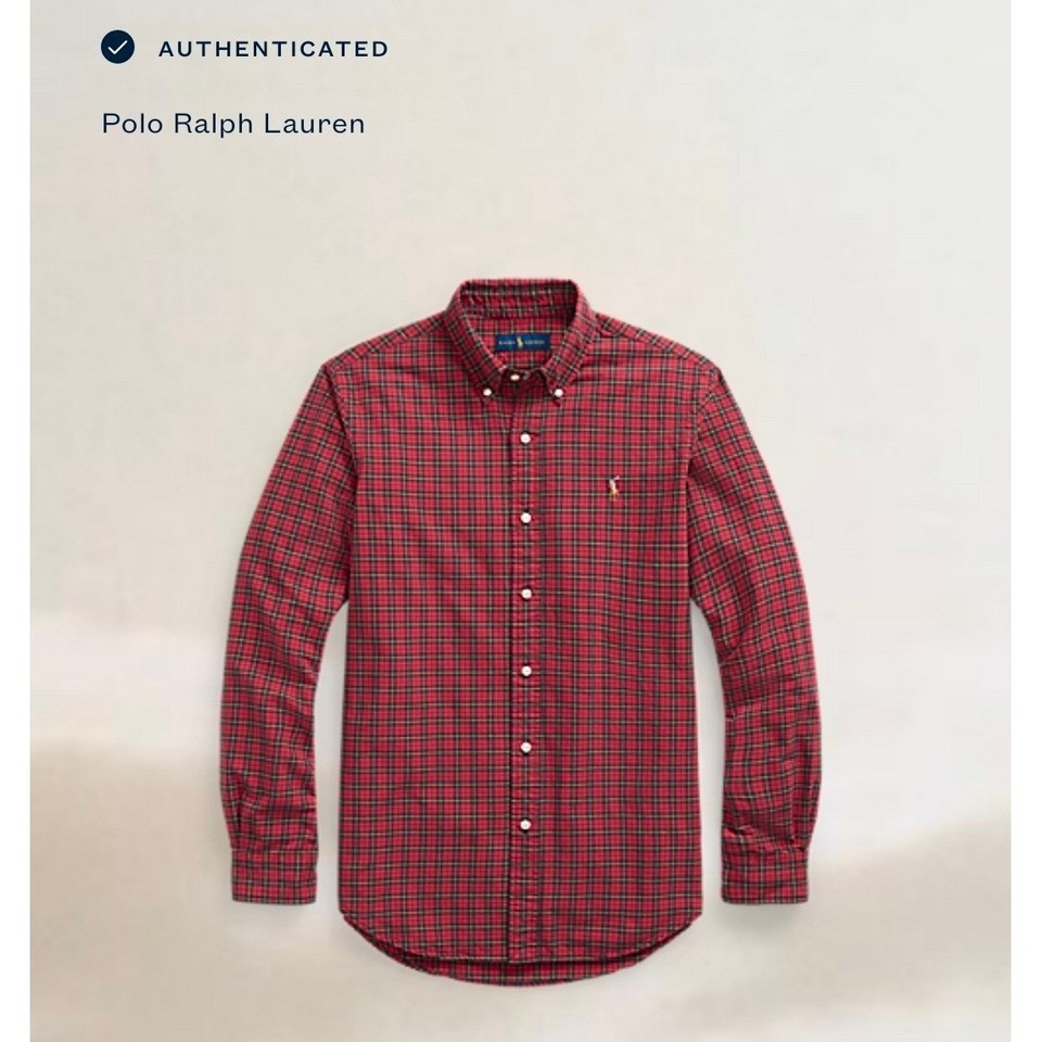 NEW Polo Ralph Lauren L Classic Fit Red Tartan Plaid Oxford Button Down ...