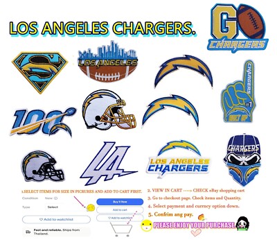 Los Angeles-Chargers Embroidery Patches Iron,Sew(Select options) Thai ...