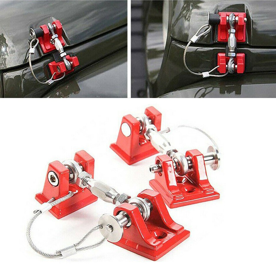 Red Exterior Hood Latch Locking Catch Buckle Cover Kit for Jeep ...