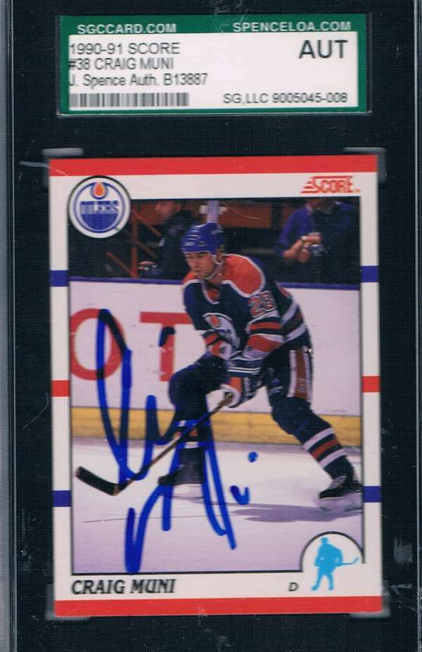 1990-91 Score #38 Craig Muni Oilers ERR JSA Auto | eBay