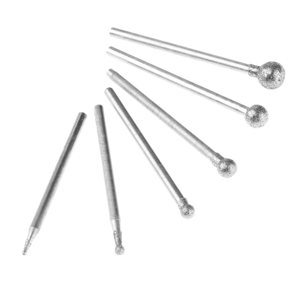 6Pcs F needle Round Ball Spherical Head Mounted Points Grinding Bit Kit ...
