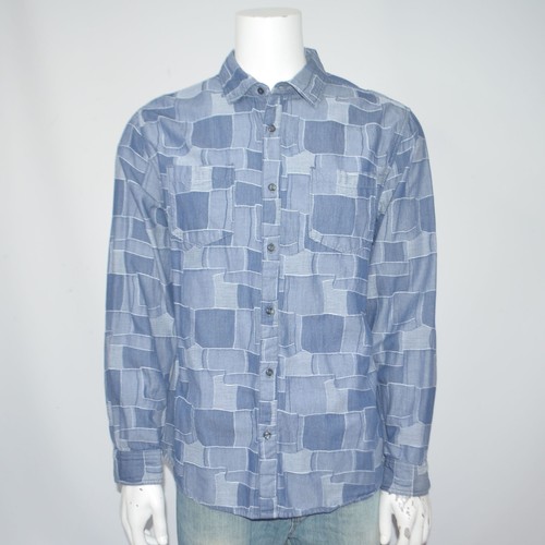 Mint CARBON 2 COBALT 100% Cotton Blue Textured Long Sleeve Casual Shirt ...