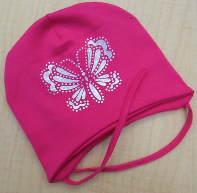 Baby hat with strings, cotton girls, butterfly, hat with ties, birthday ...