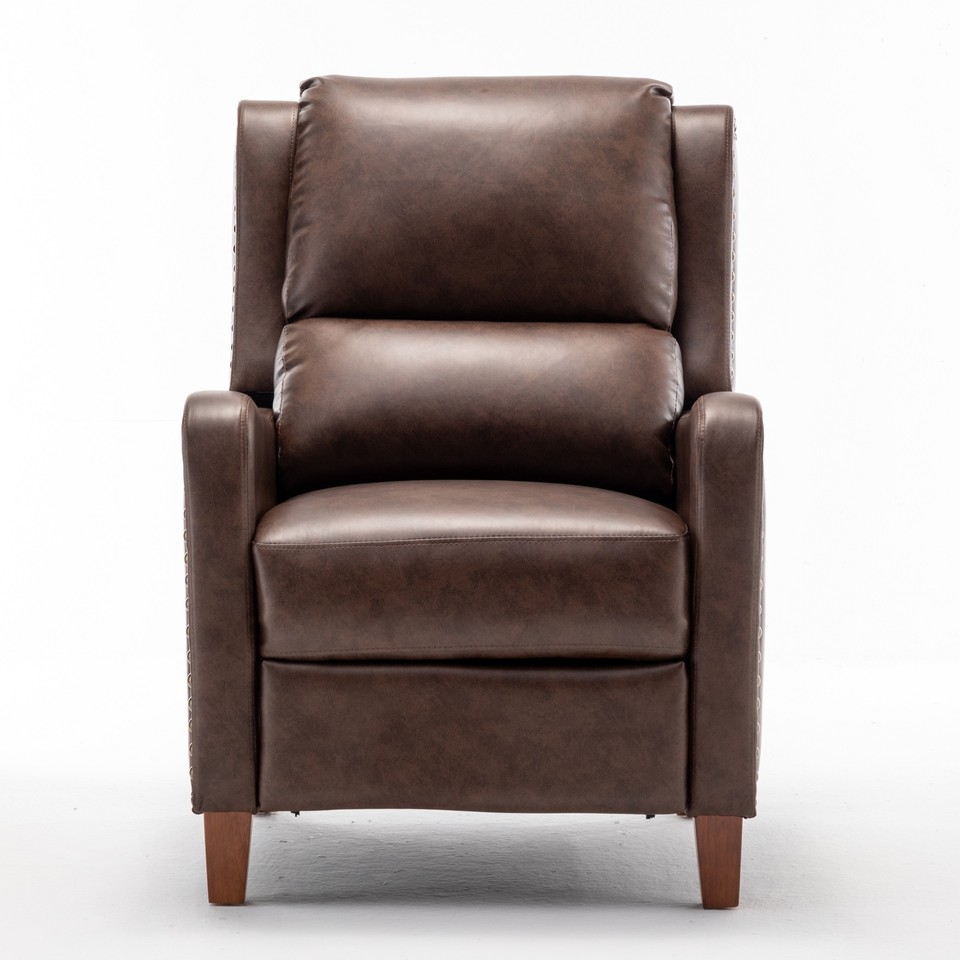 Pushback Recliner Chair Leather Effect Armchair with Rivet Decoration ...