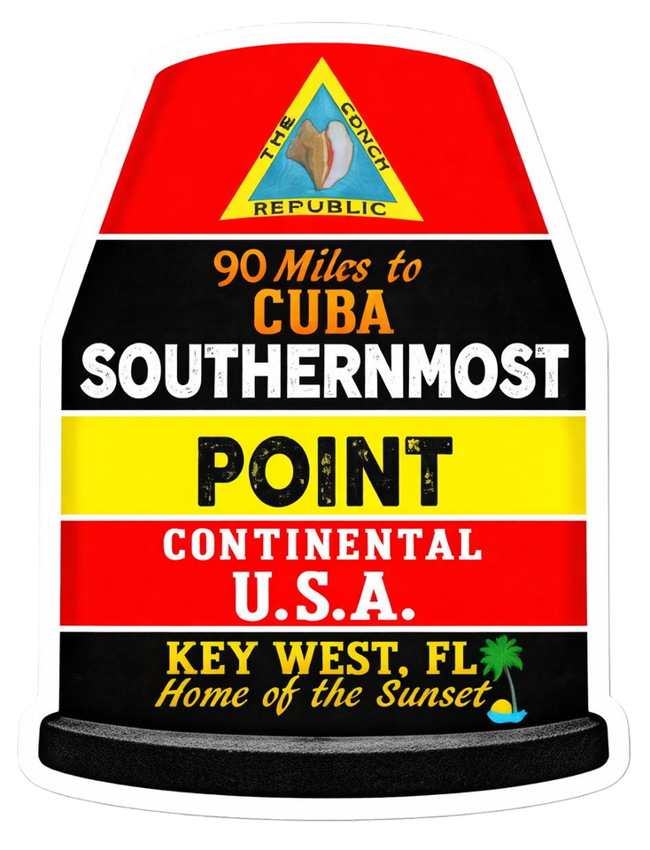 KEY WEST FLORIDA ISLAND SOUTHERNMOST POINT TRAVEL - LAP-TOP Sticker ...