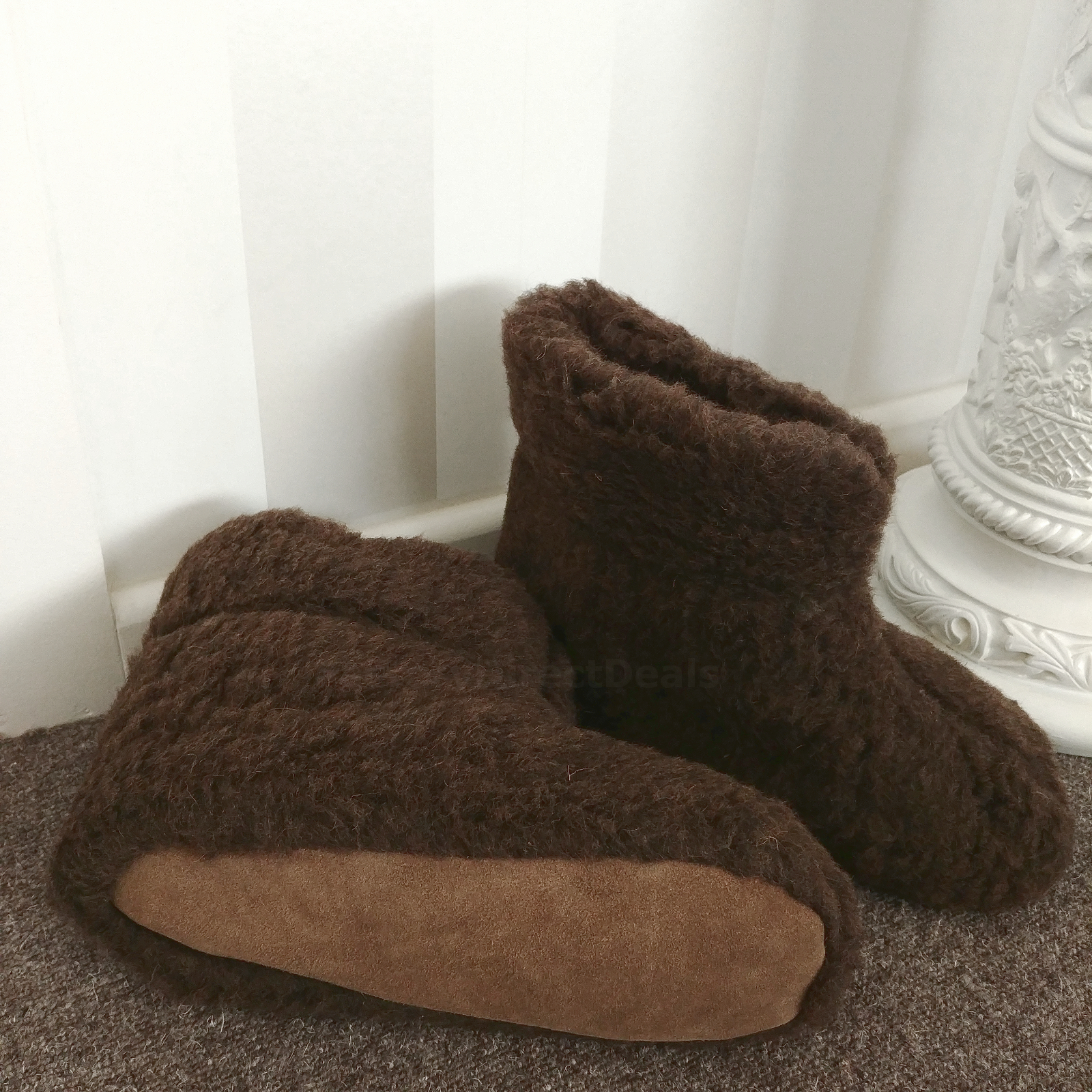 Merino's Brown Sheep Wool Boots Slippers Sheepskin Suede Sole Womens ...