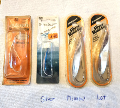4 Johnson Silver Minnow Spoons - Spoons Lot, Salmon , Trout - 4 baits ...