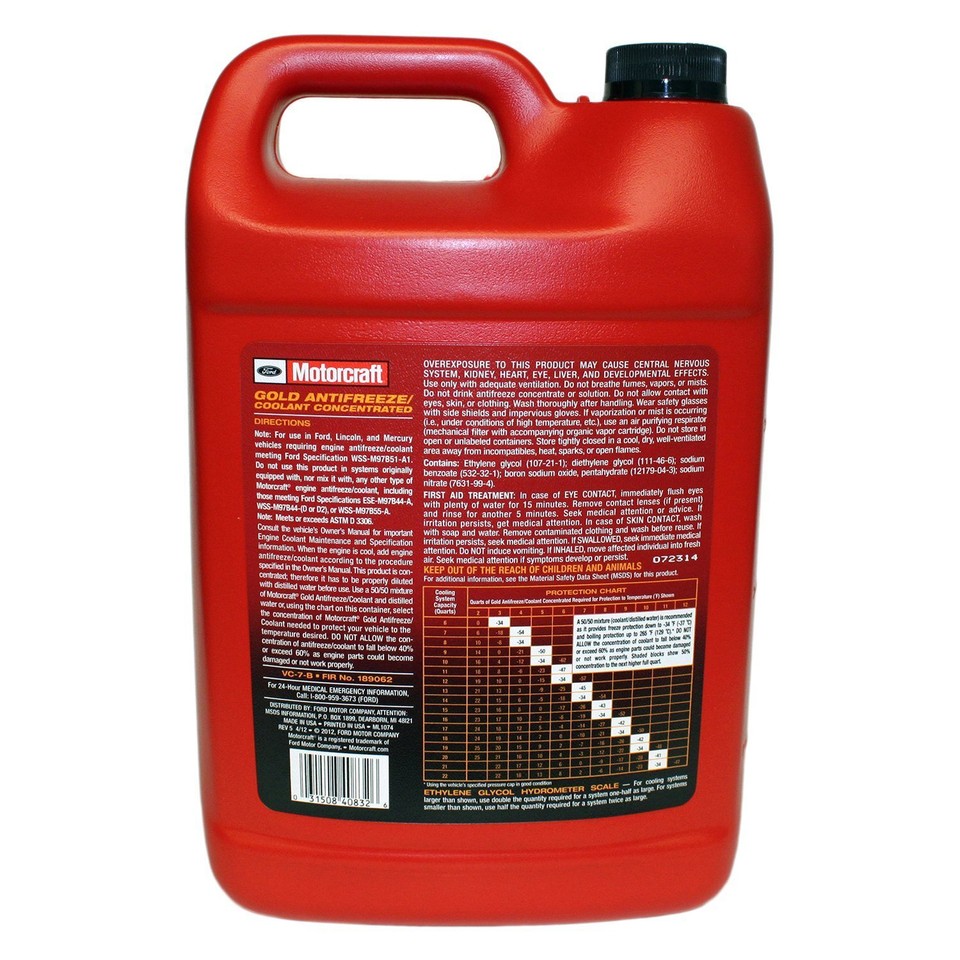 New Genuine Ford Antifreeze Coolant Fluid 1 Gallon Gold Concentrated OE ...