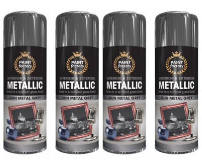Gun Metal Grey Metallic Spray Paint Aerosol Auto Gloss DIY Wood Metal ...