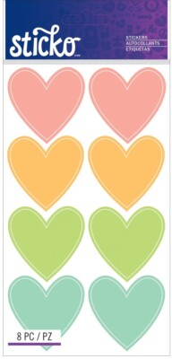 Colorful Heart Label Stickers, 4x7" scrapbook stickers Sticko 52-72047 ...