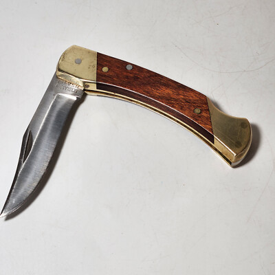 VTG Schrade LB7 USA Lockback Folding Knife Brass & Wood R39090 Good ...