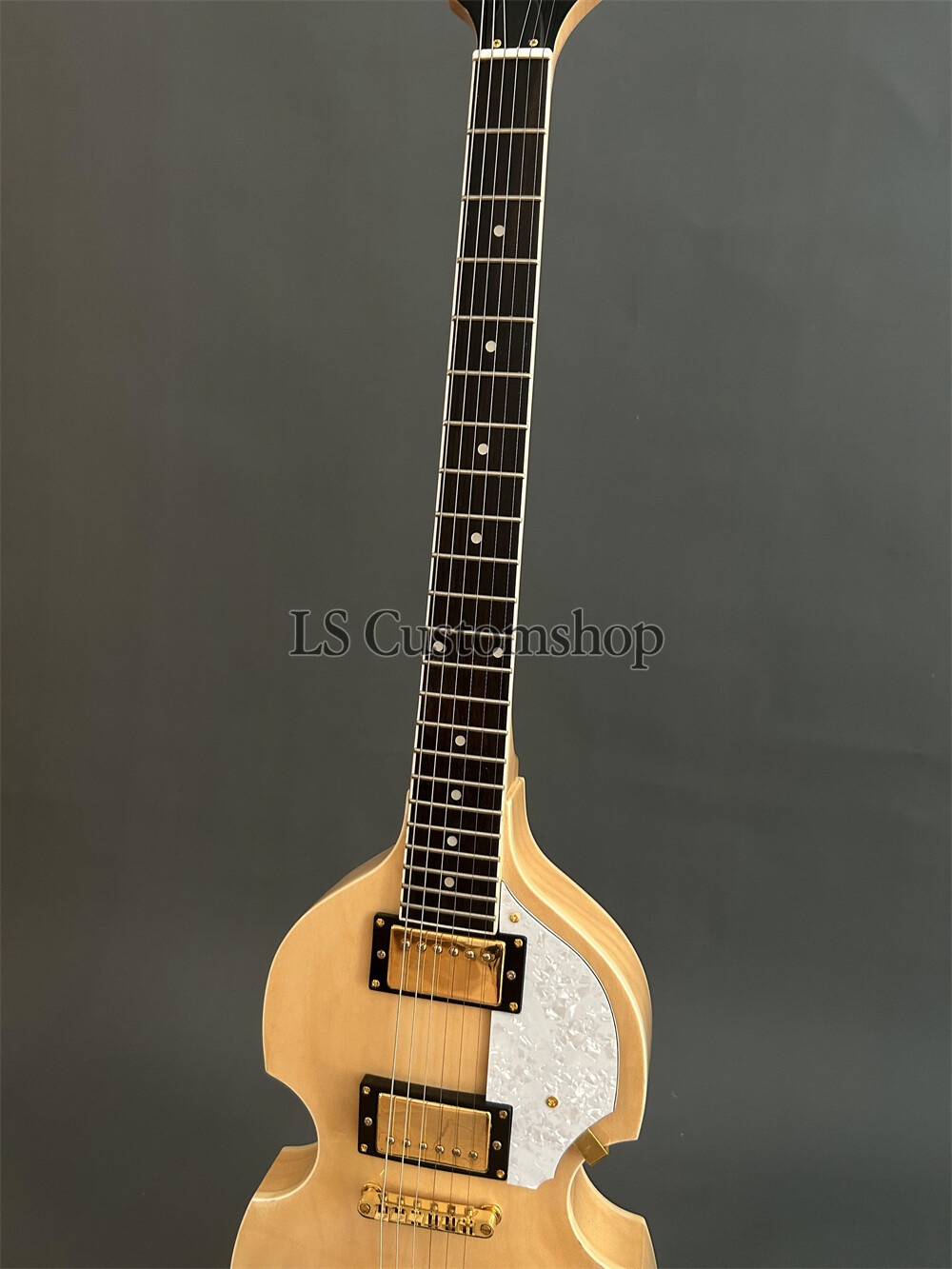 Hollow Body Violin Shape Electric Guitar Gold Part Natural Special ...