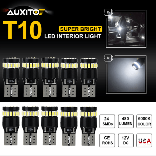 10X CANBUS T10 168 194 W5W LED Map Bulbs Dome Interior License Wedge ...