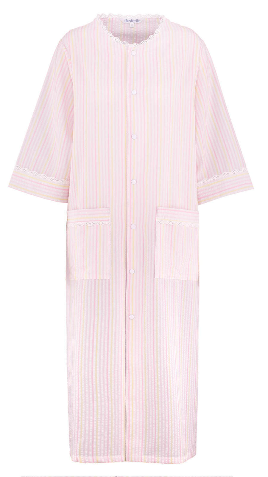 Slenderella HC7224, 45'' Polycotton, 3/4 Sleeve, Popper Open Front ...
