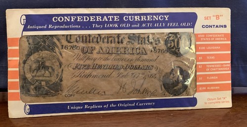 Vintage Reproductions Confederate Currency Money 6 Bills Set B~ With ...