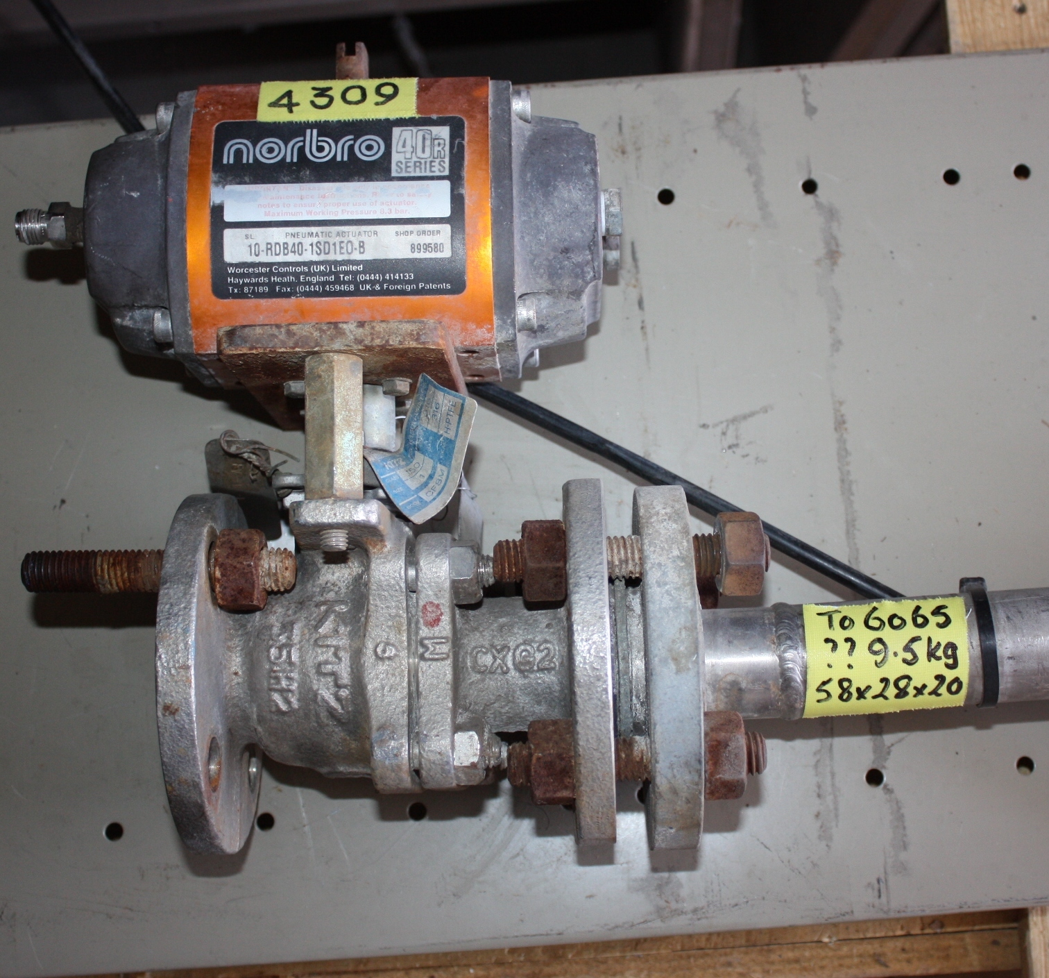 NORBRO 40R 10-RDB40-1SD1EO-D Pneumatic Valve Actuator with KITZ 35H2 ...