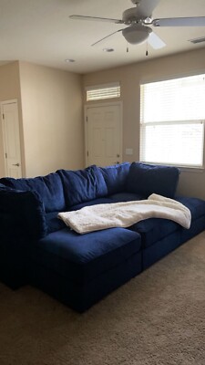 24 PIECE LOVESAC MODULAR SOFA - SLIGHTLY USED, BLUE CORDED VELVET, MINT ...