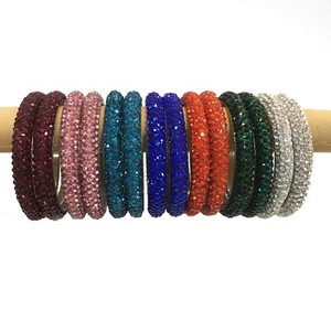 2x Thick Crystal Diamante BANGLES, Churiya Kara Indian CHURI Pakistani ...